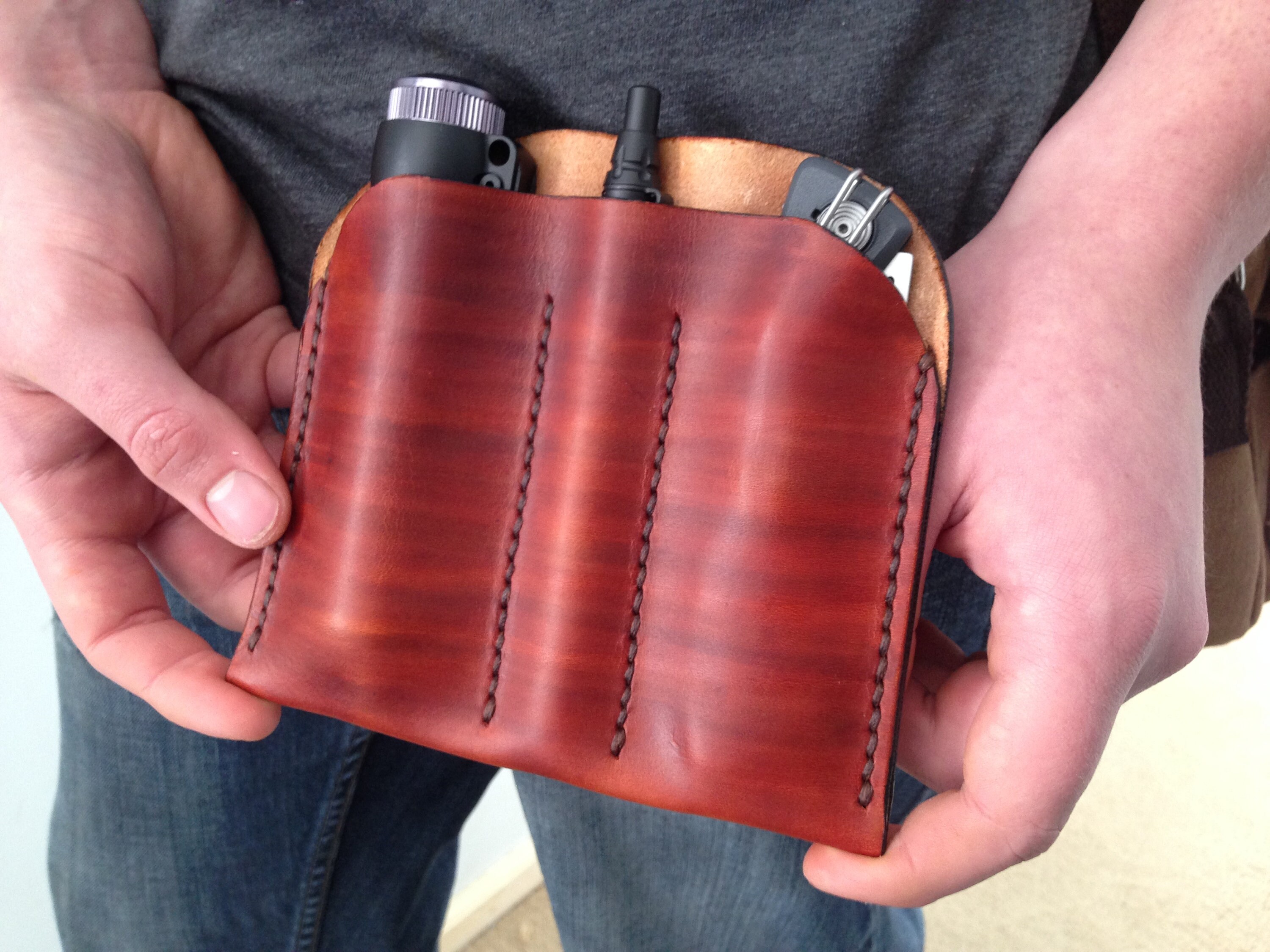 Handmade Leather Organizer for EDC flashlight Pen Knife: | Etsy