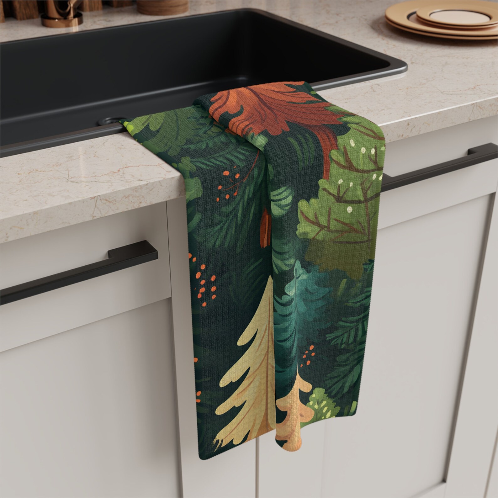 Kitchen Towel, Pine Tree Design Microfiber Tea Towel - Etsy