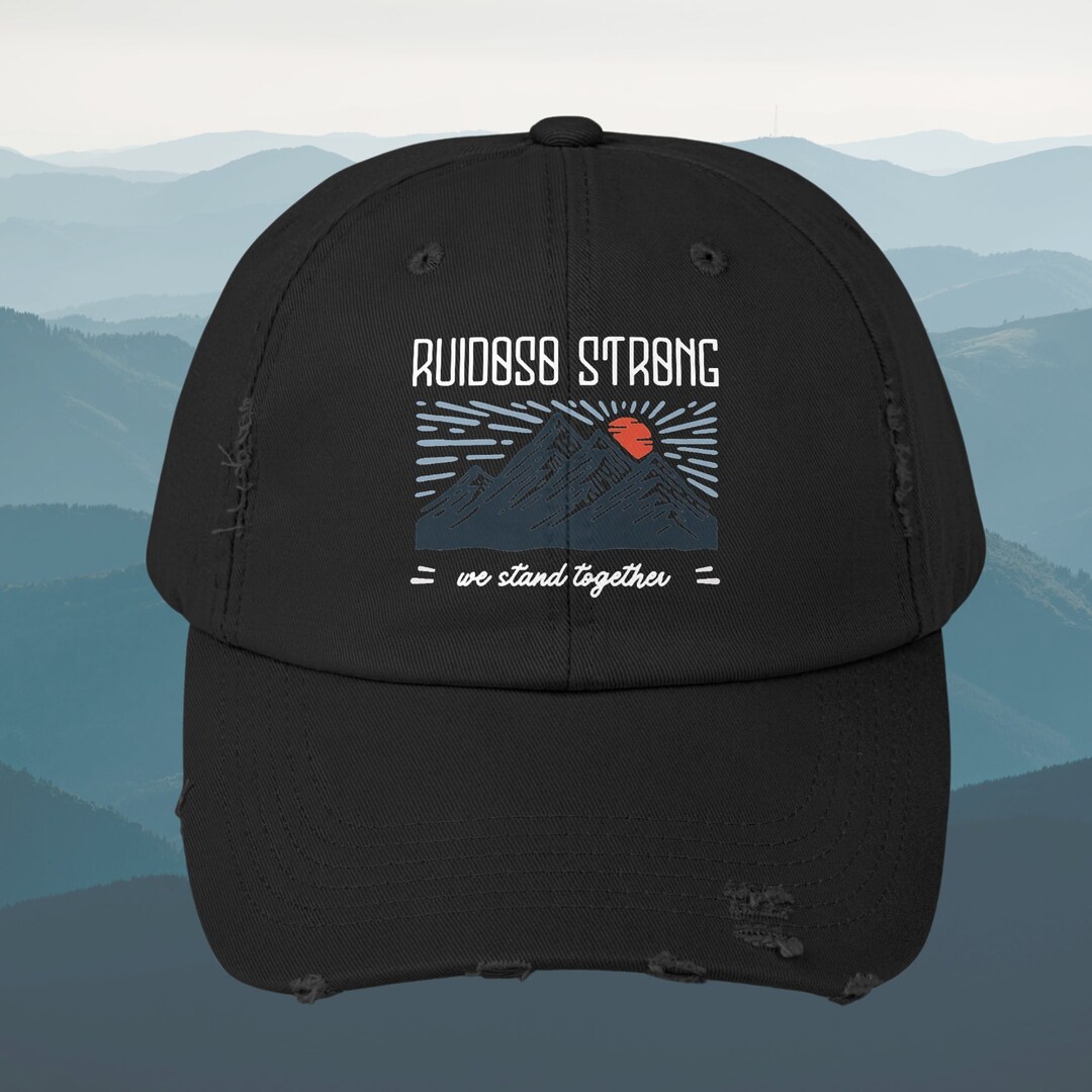 Ruidoso Strong Black Cap, Unisex Distressed Cap, 50% of Profit Donated ...
