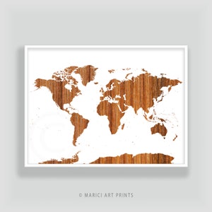 World Map Printable Texture Wood Wall Art World Map With - Etsy