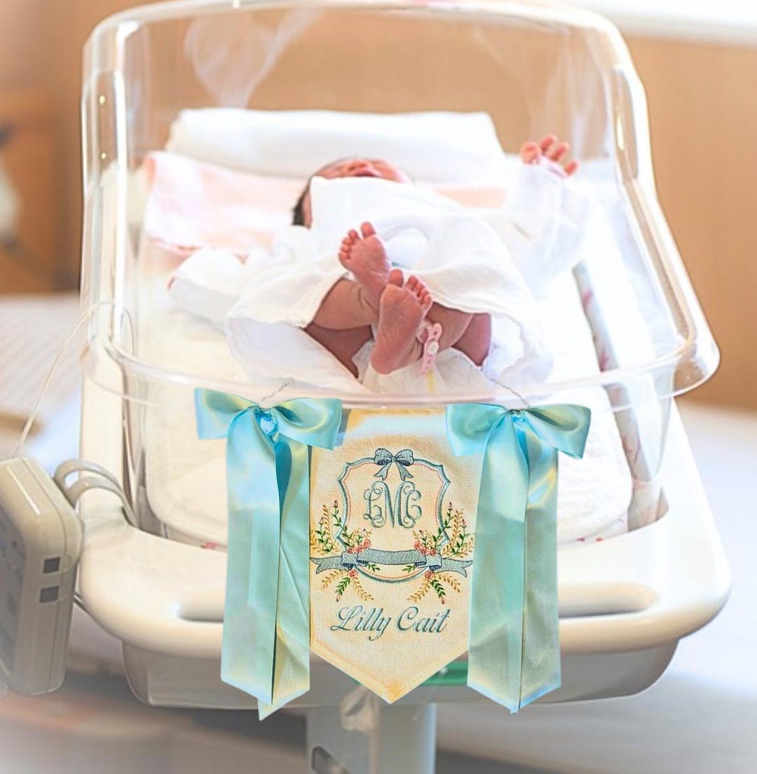 Custom Baby Banner for Hospital Door Sign & Nursery, Monogram Baby ...