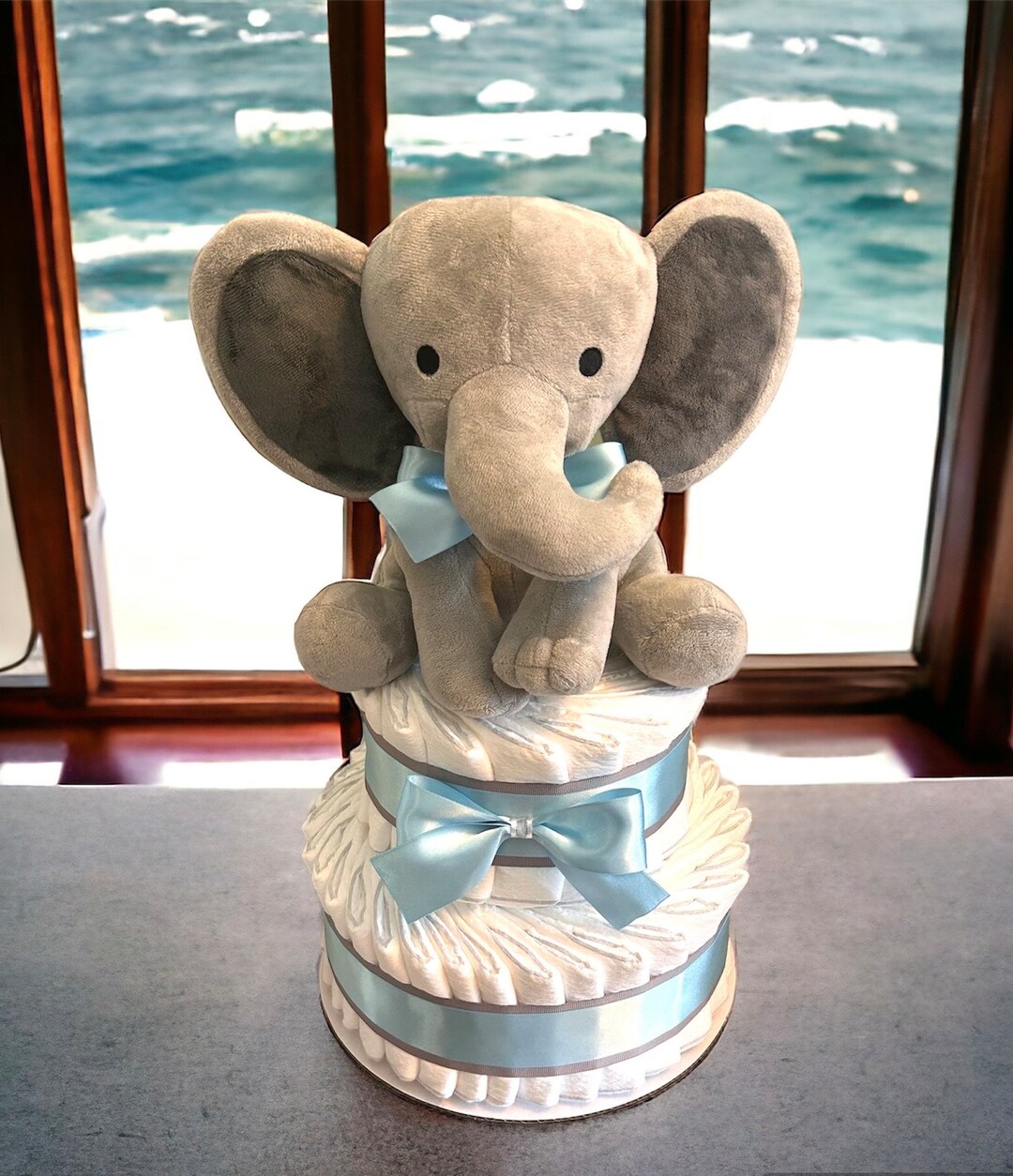 Elephant Diaper Cake Diapers With Safari Theme Centerpiece for Baby ...