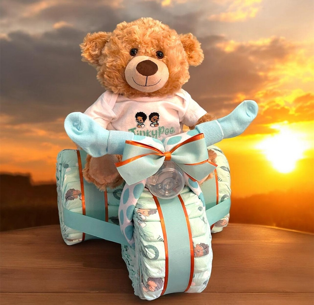 Diaper Cake Tricycle: Baby Shower Centerpiece With Tinky Poo Diapers - Etsy
