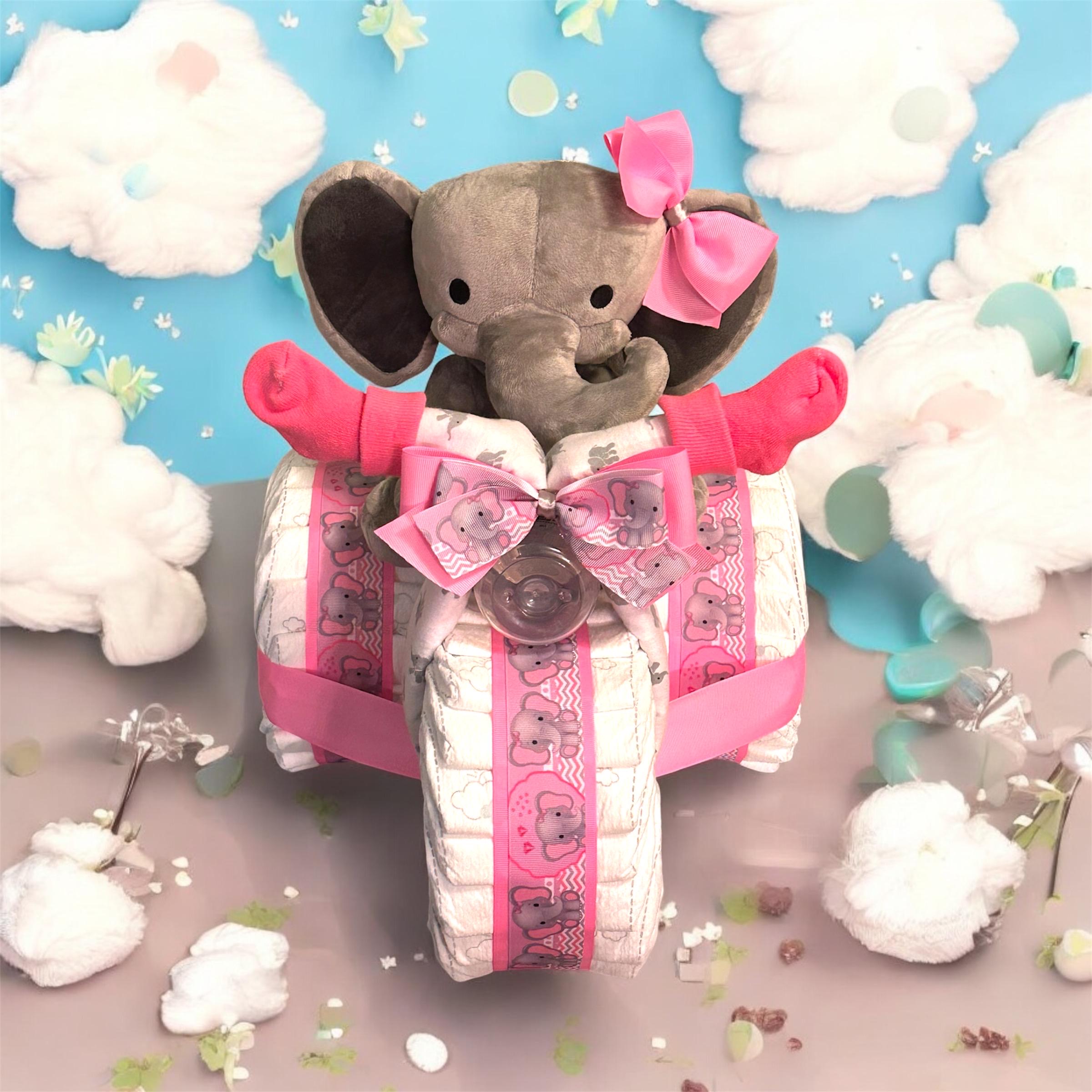 Handmade Diaper Tricycle – Elephant Baby Shower Gift, 60 Pampers - Etsy
