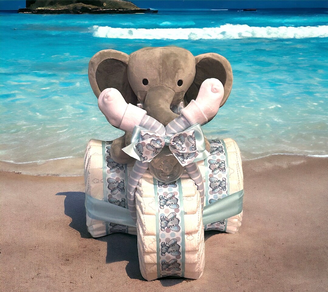 Handmade Diaper Tricycle – Elephant Baby Shower Gift, 60 Pampers - Etsy