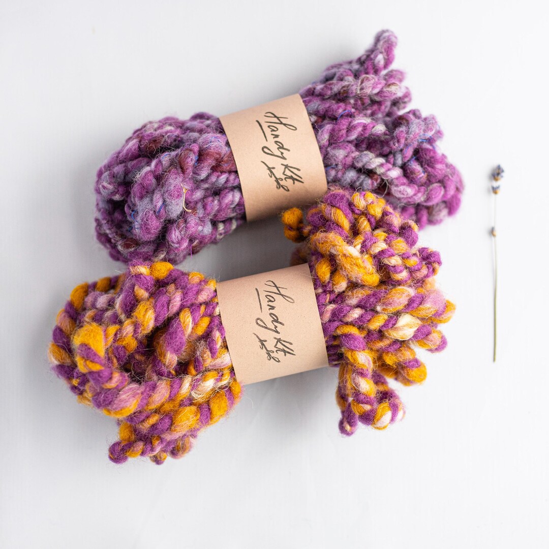 Purple, Mustard Very Chunky Handspun Weaving Art Yarns. - Etsy
