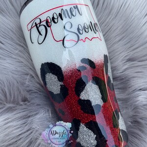 Boomer Sooner Tumbler: Leopard Print, Glitter Epoxy Stainless Steel - Etsy