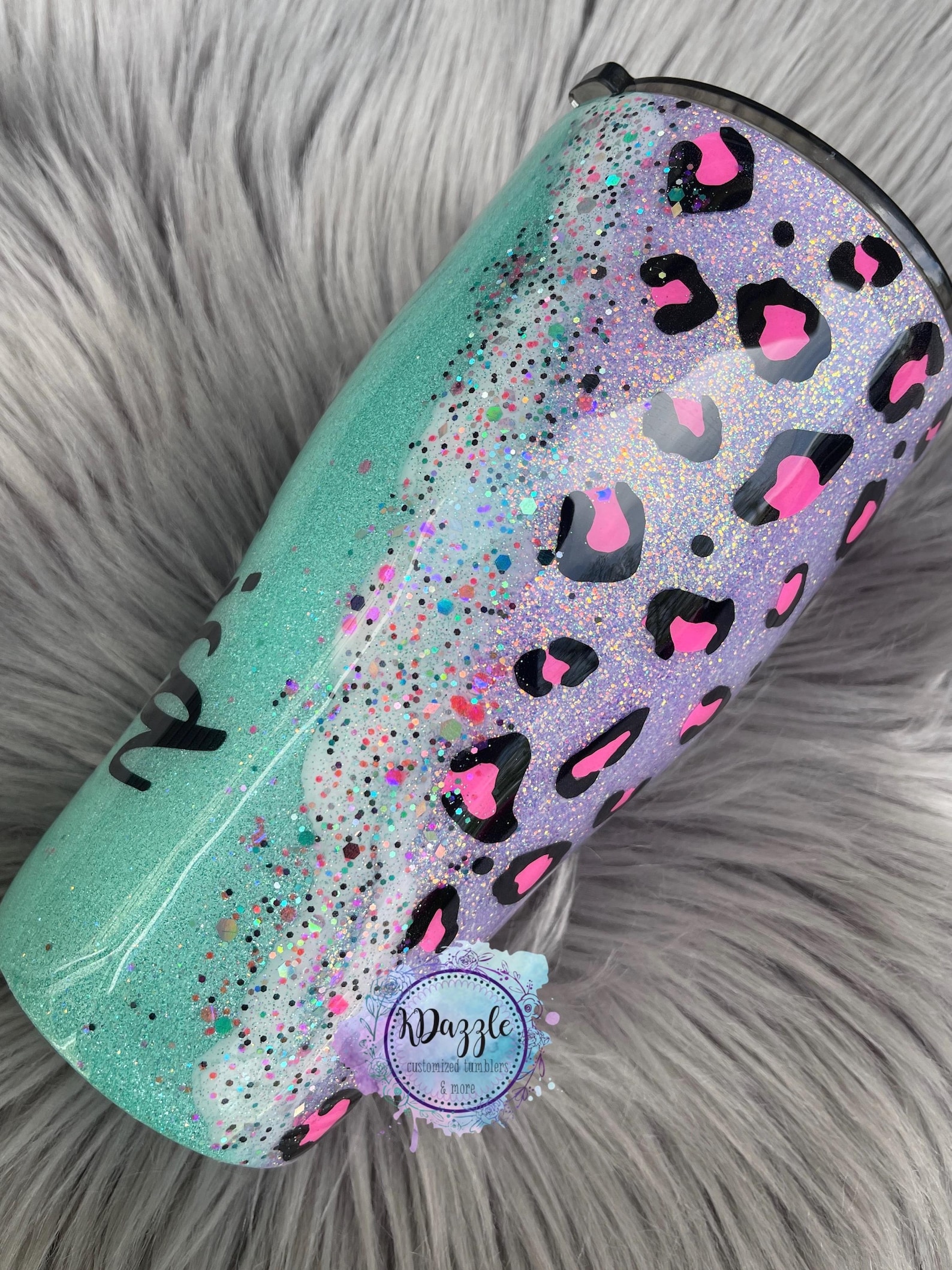 Leopard Print Glitter Tumbler: Personalized Stainless Steel Epoxy ...