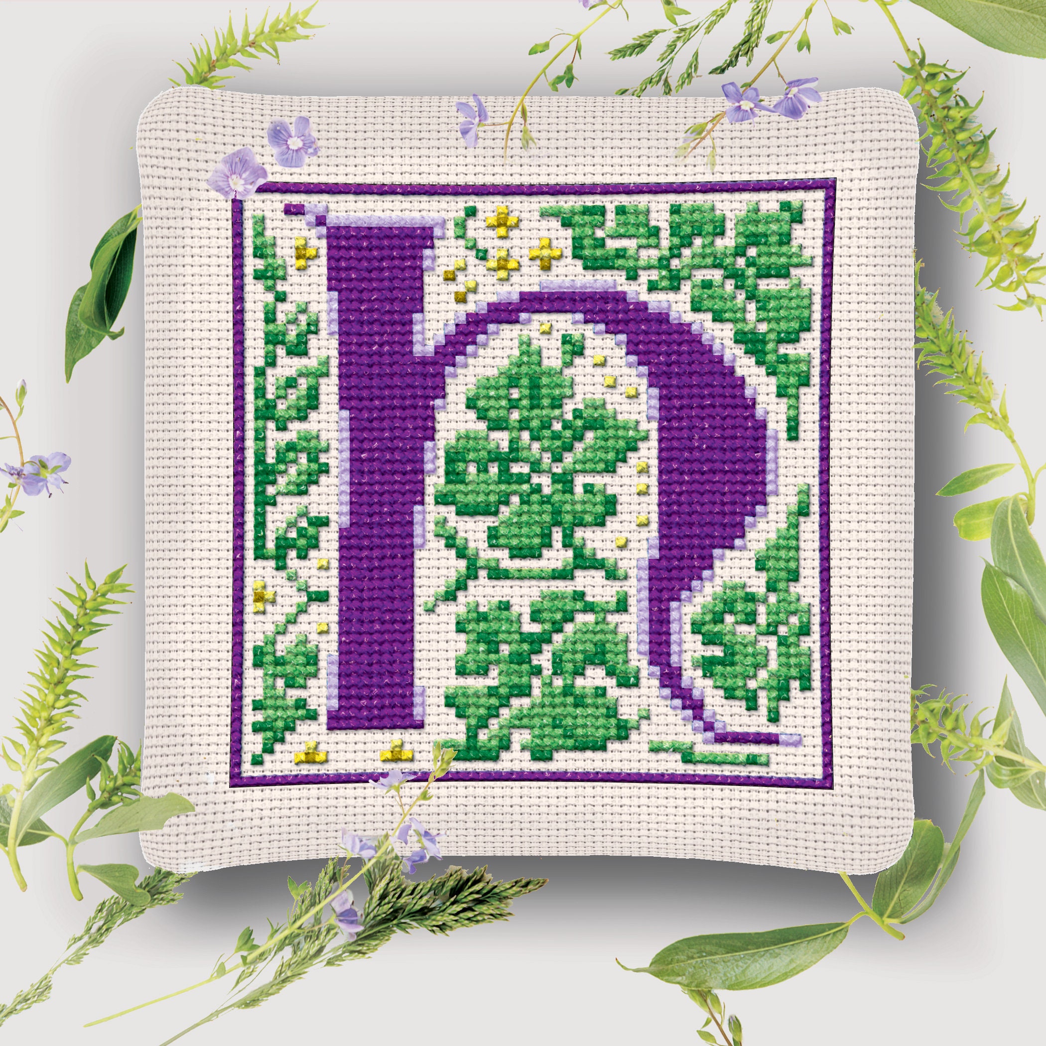 Cross Stitch Pattern for the Initial 'H' in the Style of William Morris ...