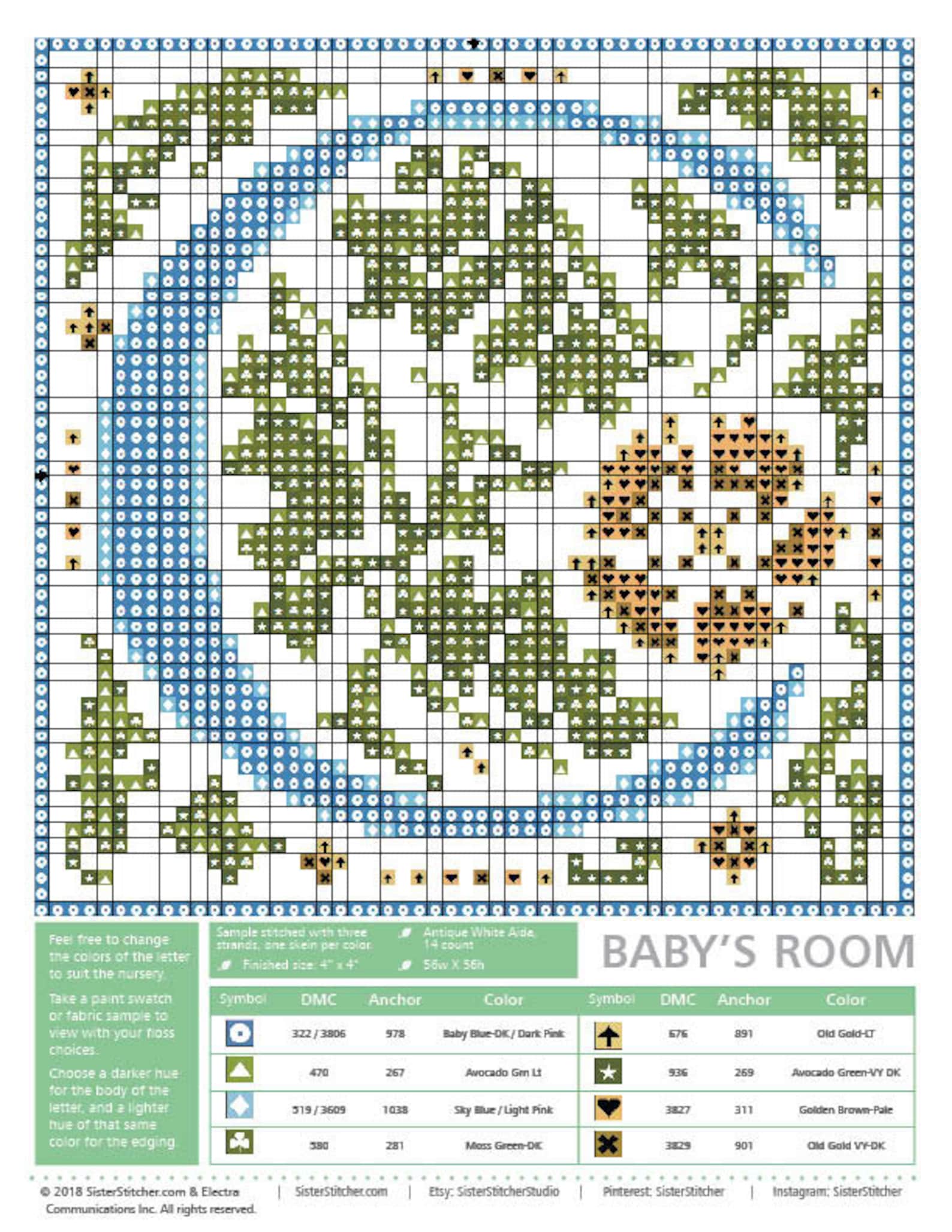 Cross Stitch Pattern for the Initial 'C' in the Style of William Morris ...