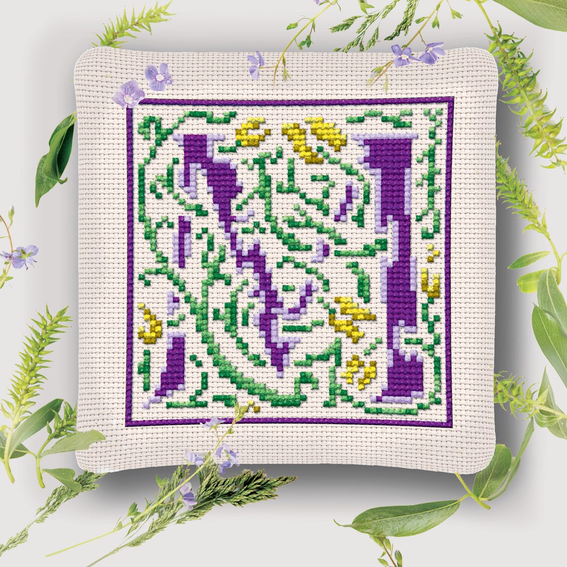 Cross Stitch Pattern for the Initial 'M' in the Style of William Morris ...