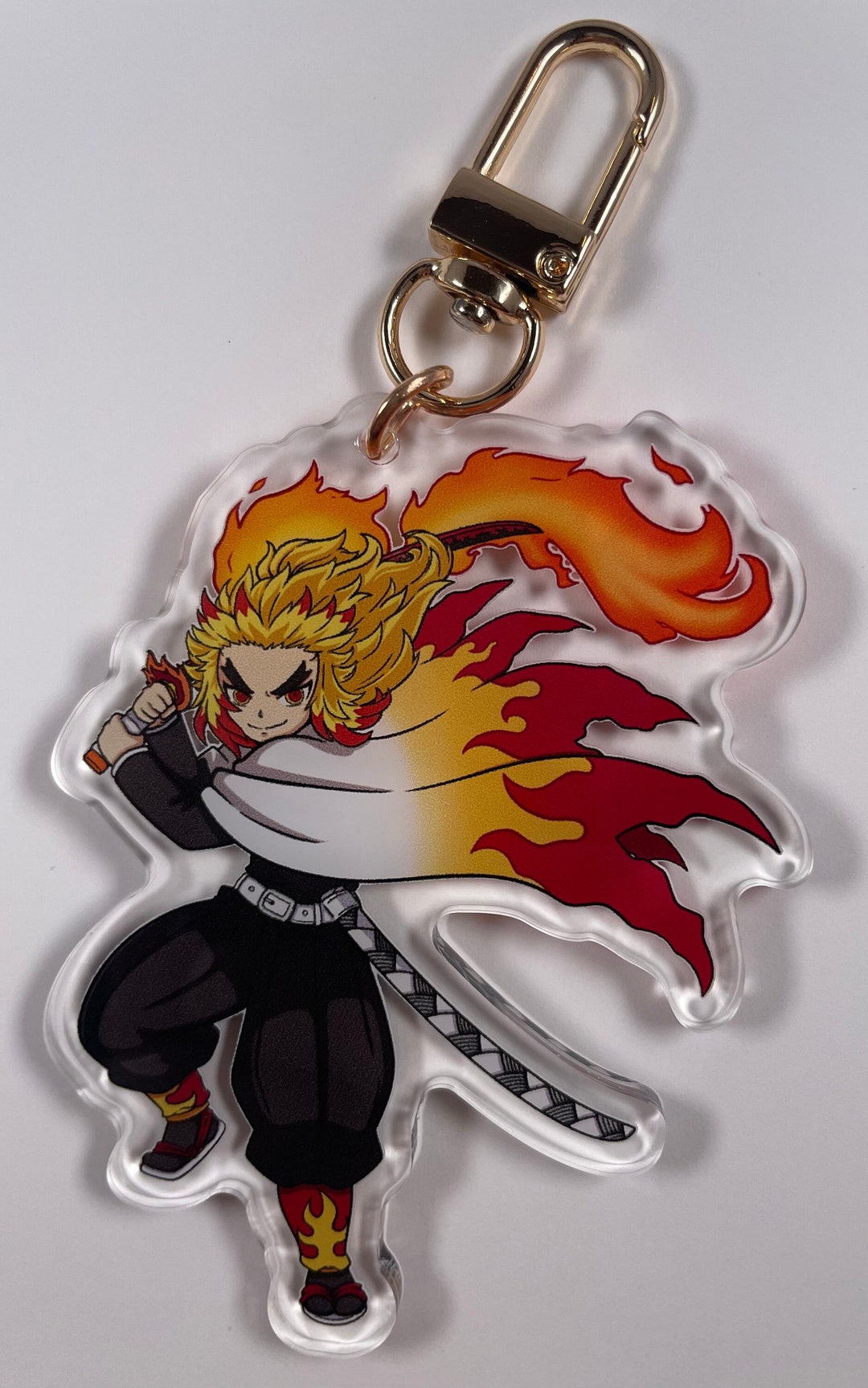 Demon Killer Flame Samurai Keychain Charm - Etsy