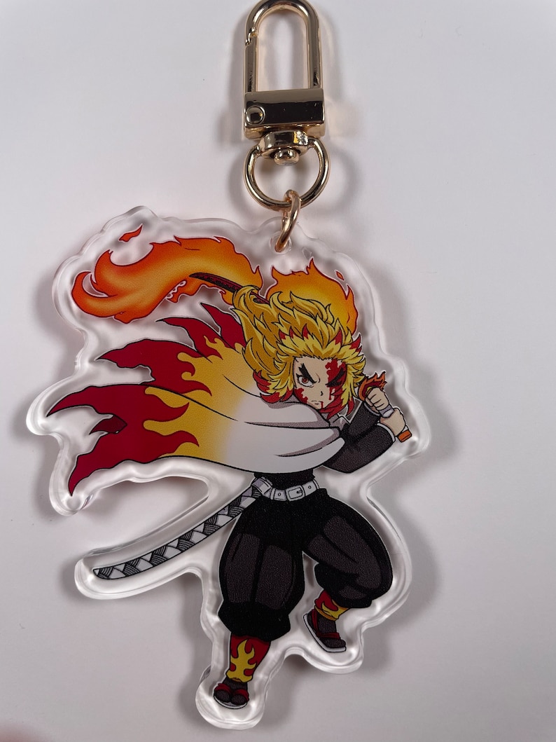 Demon Killer Flame Samurai Keychain Charm - Etsy