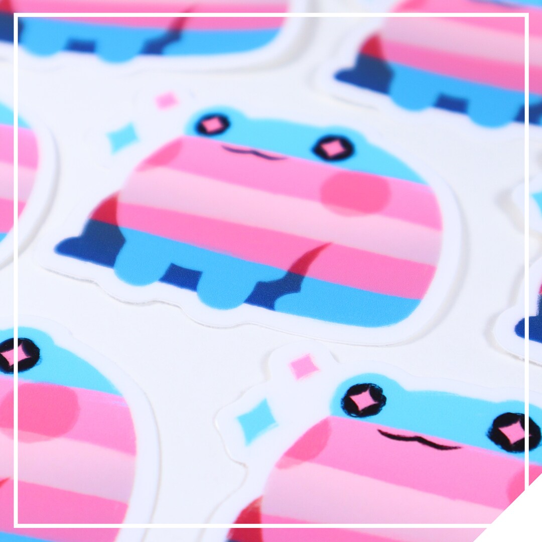 INTERNATIONAL ONLY // Transgender Pride Frog // 2in Matte Vinyl Sticker ...