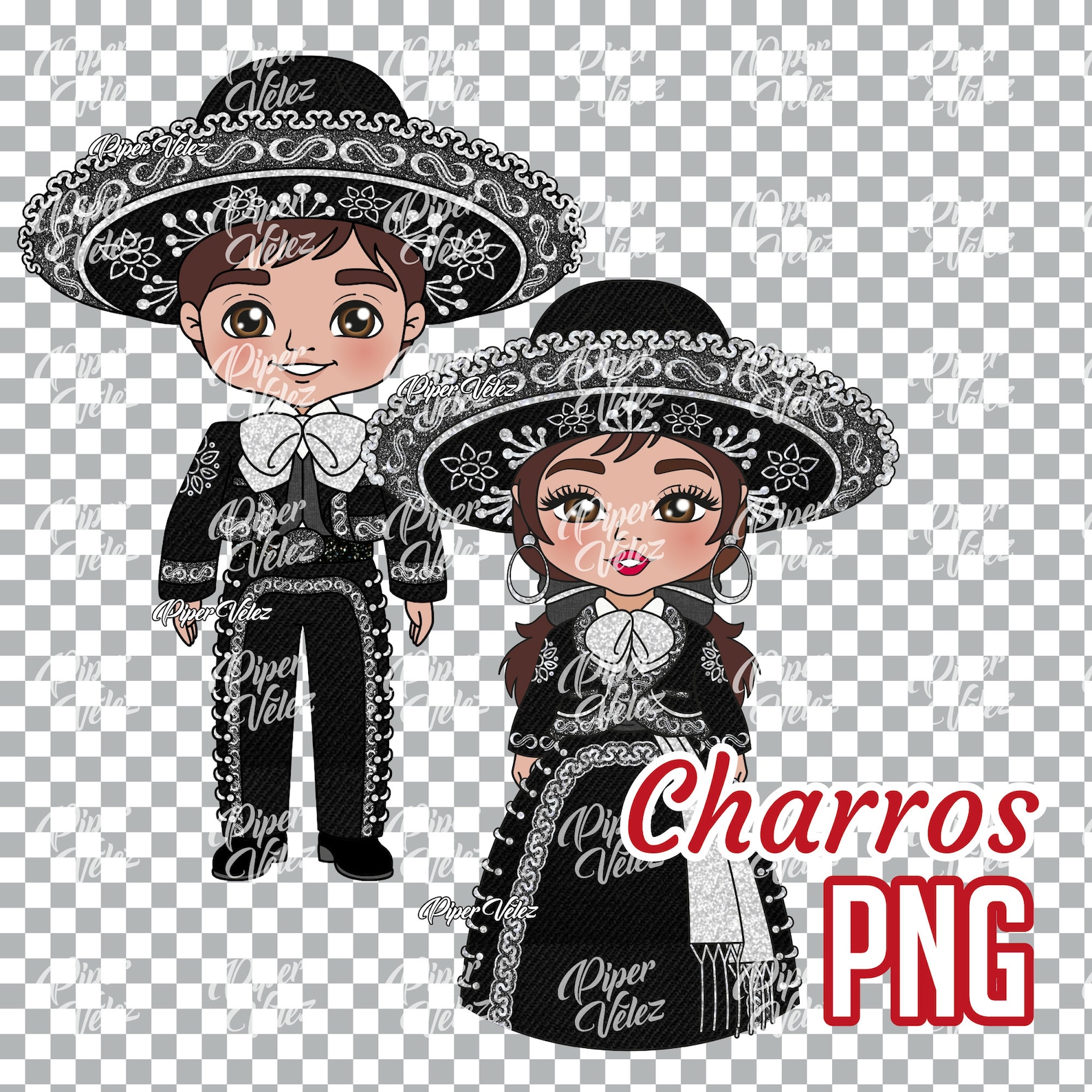 Charro y Charra Clipart PNG - Etsy México