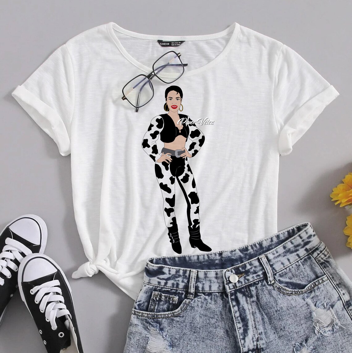 Selena Quintanilla Cow Print Outfit SVG Clipart - Etsy