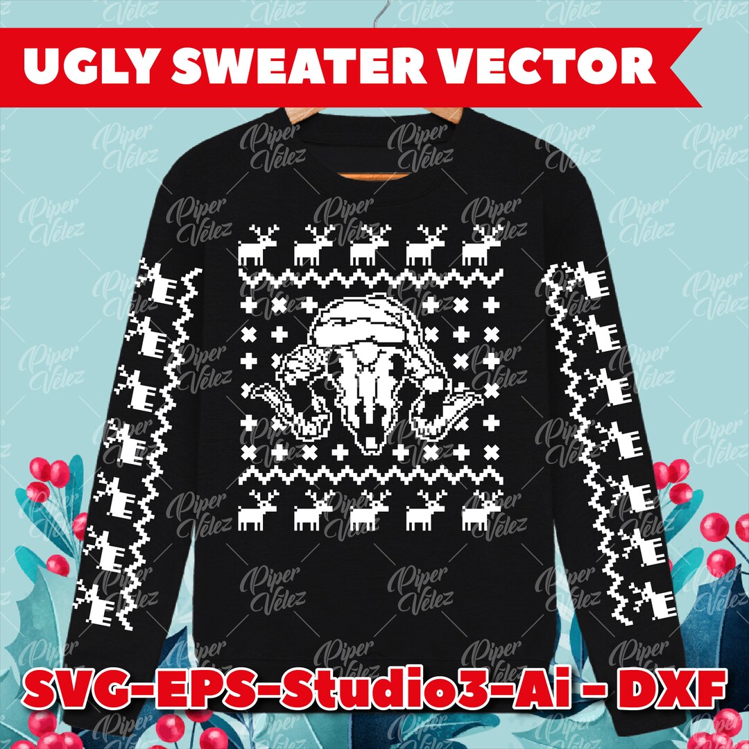 Ugly Sweater Baphomet Vector - Ugly Sweater Bathfone - Christmas SVG ...