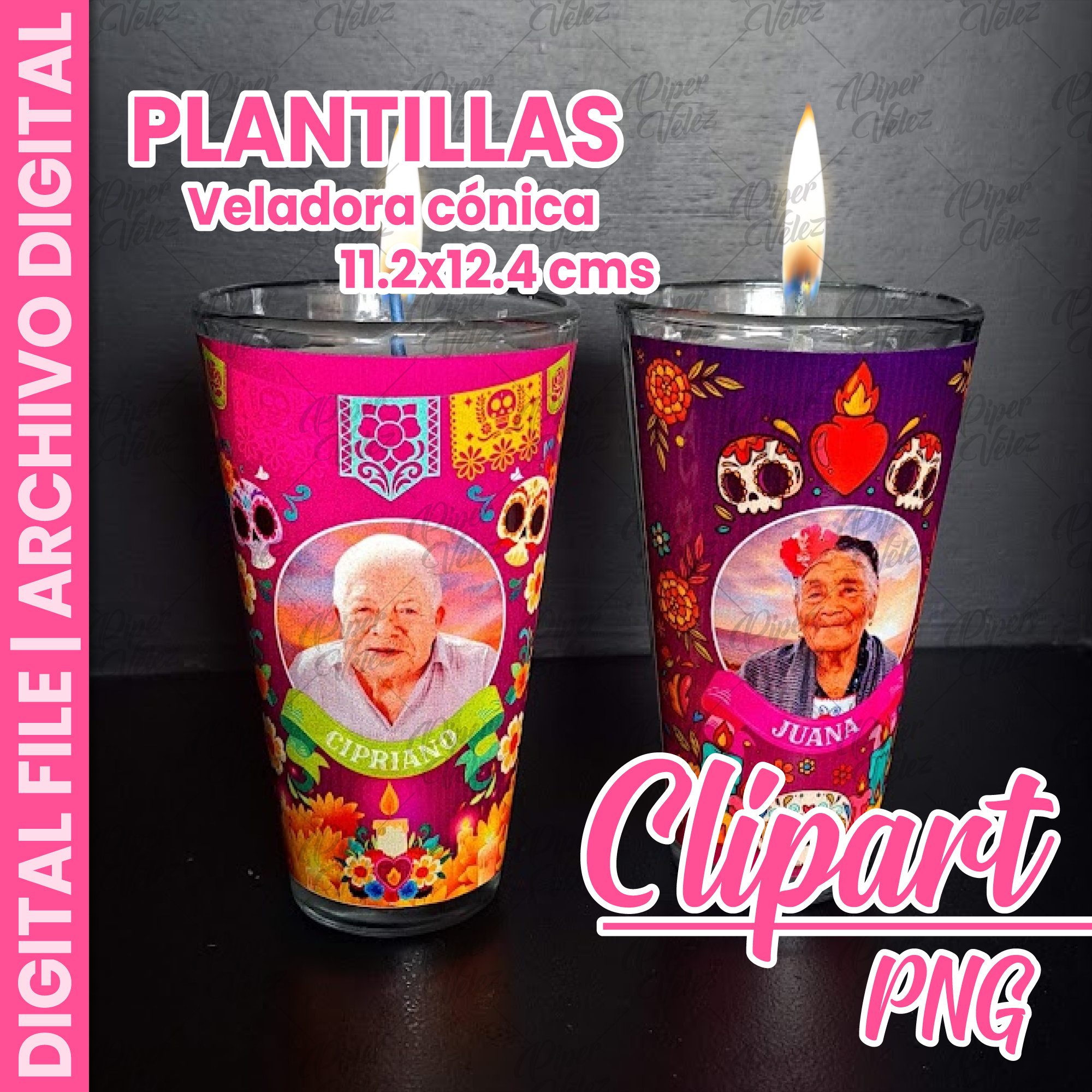 Plantilla para etiqueta de veladora Día de Muertos - Plantilla ...