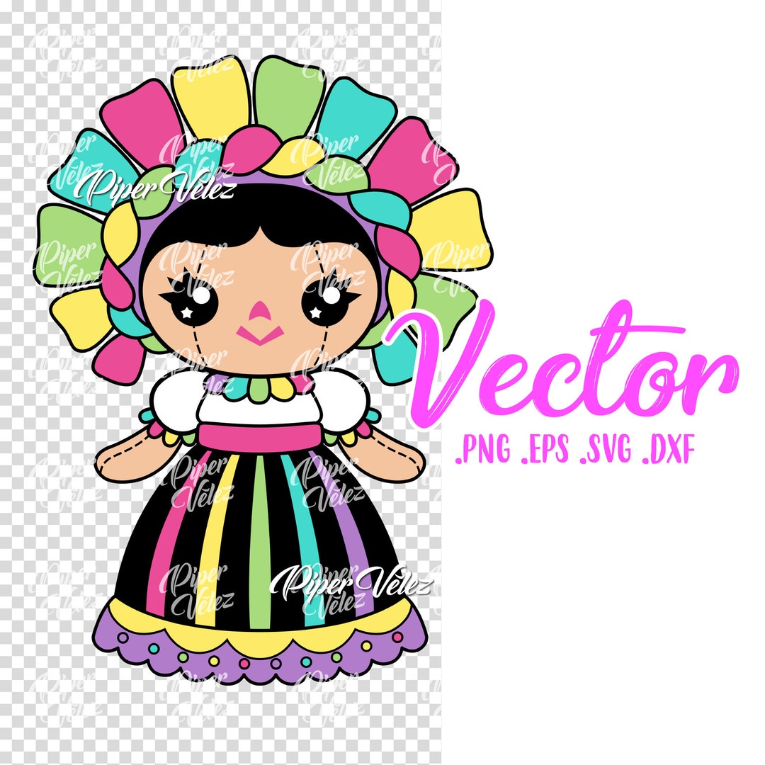 Mexican Doll Clipart PNG SVG Vector Muñeca Lele - Etsy México