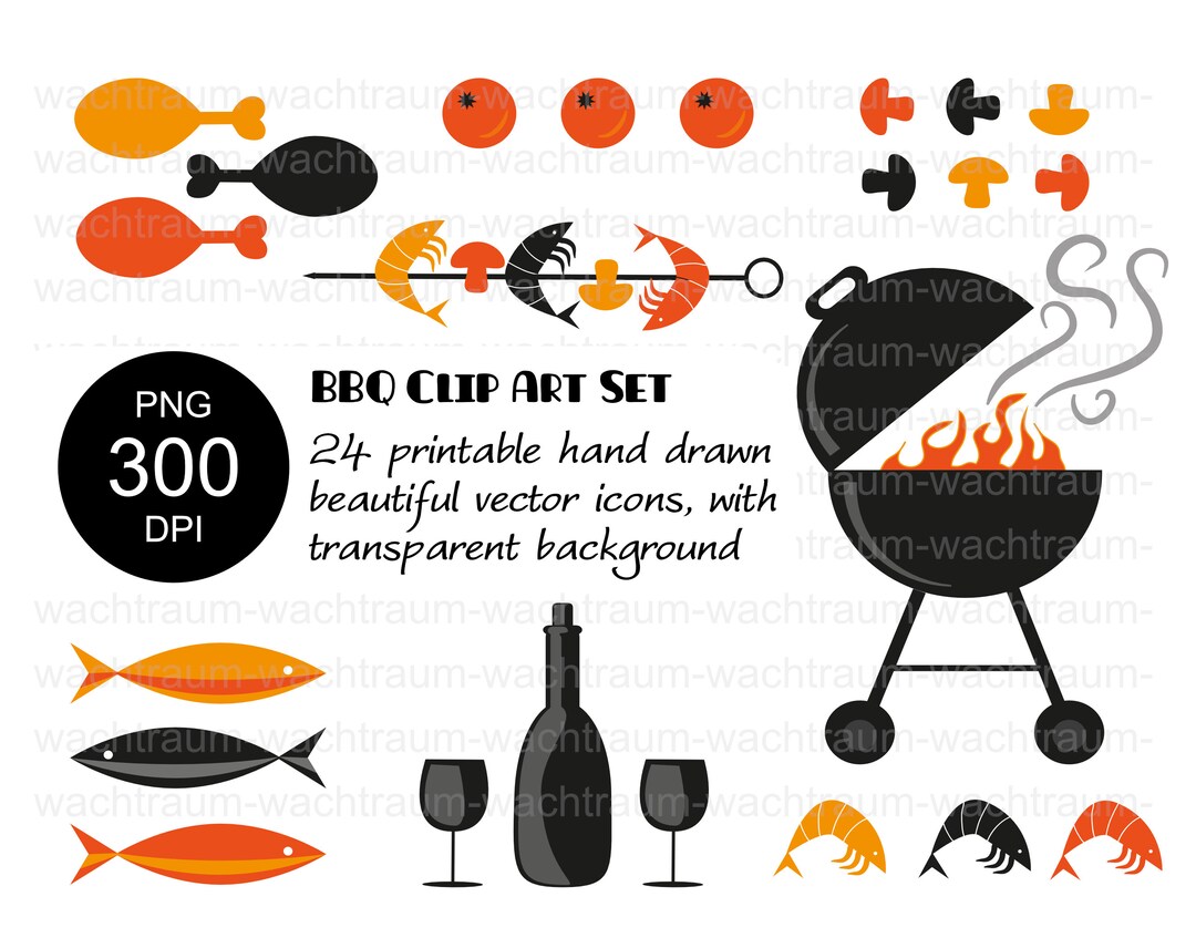 Clipart Set BBQ 24-teilig PNG 300dpi Grill - Etsy Österreich
