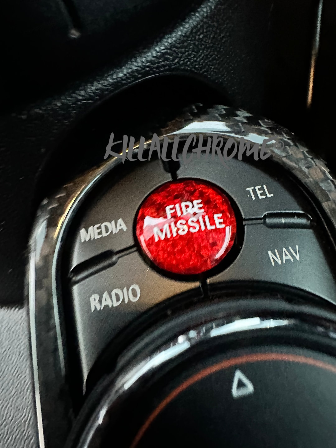 MINI F Series Idrive Fire Missile Button Cover Red Carbon Fibre Cooper ...