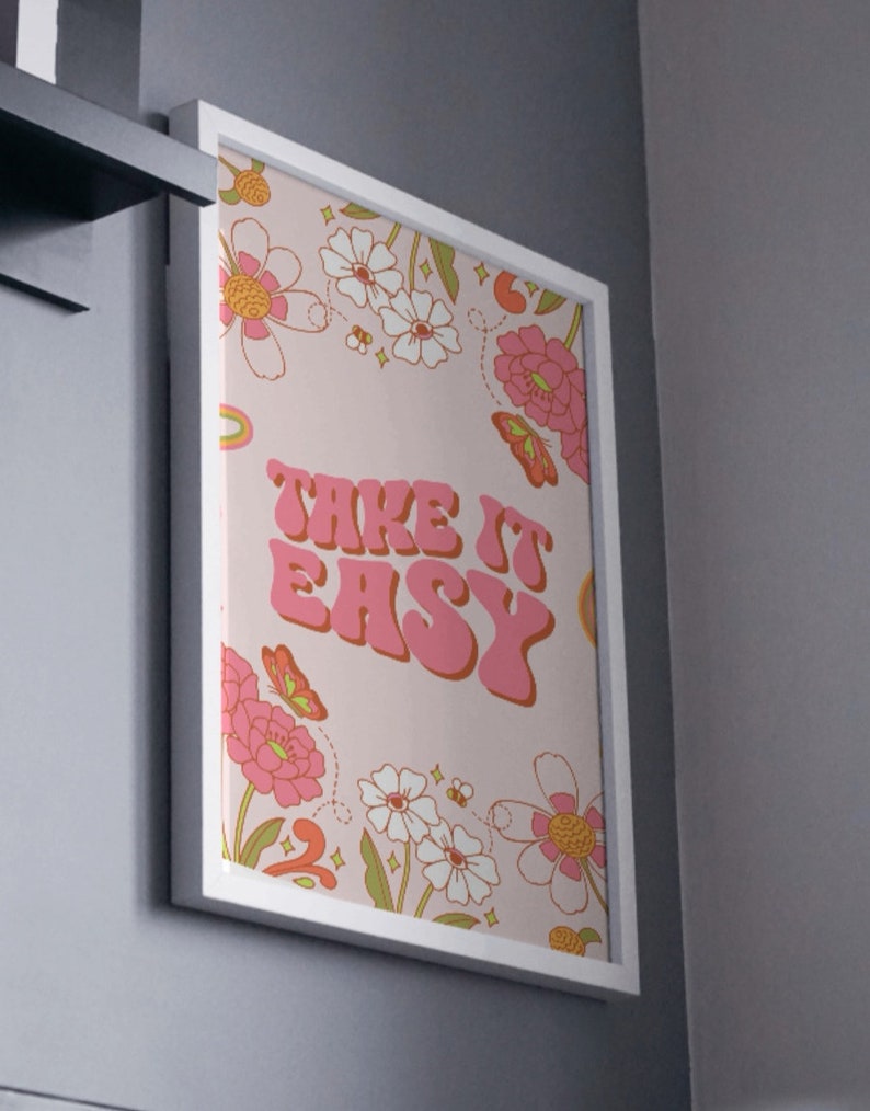 Take It Easy Poster Self Care Inspirational Poster Arty - Etsy