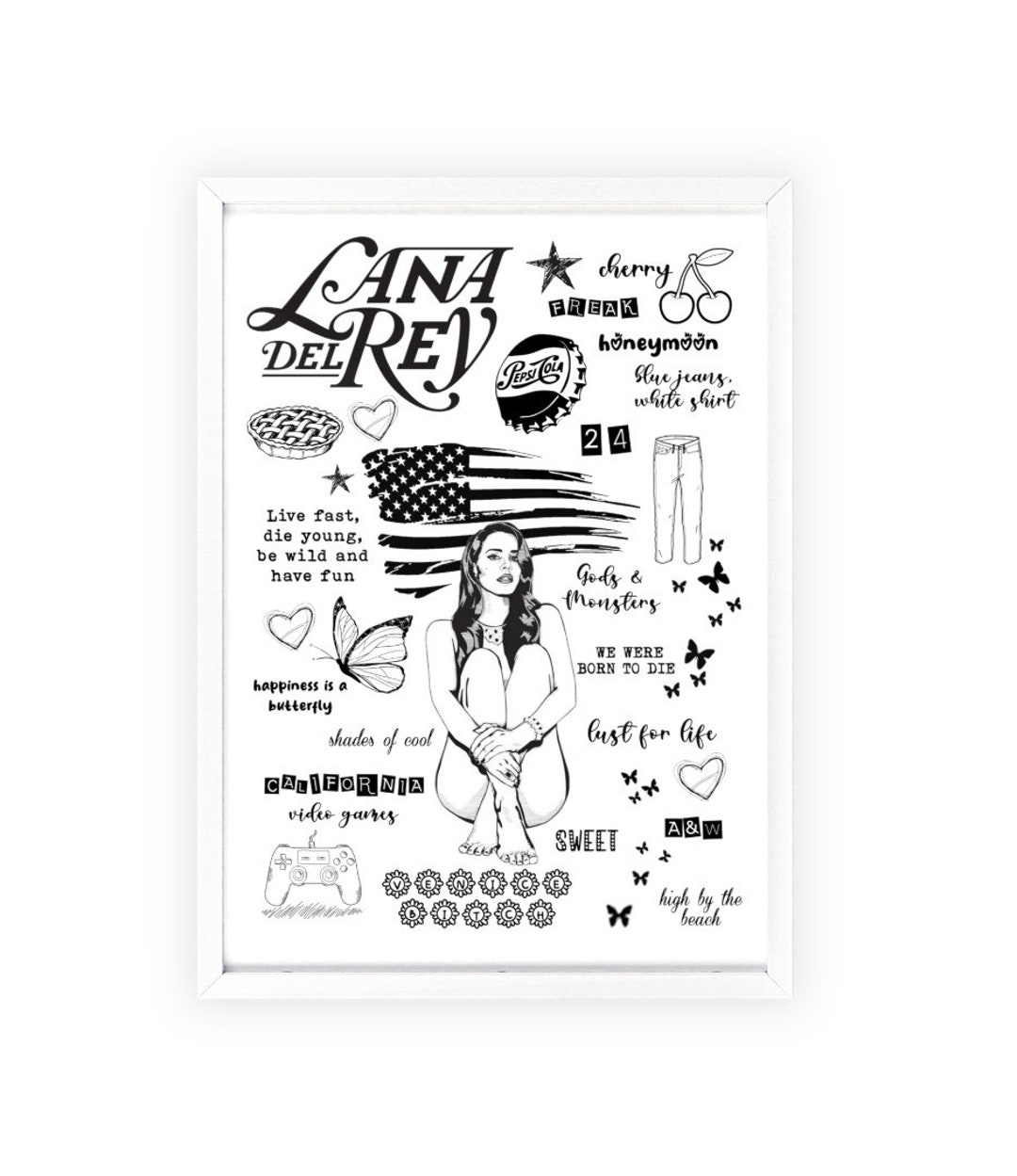 Lana Del Rey Poster A4 Lana Fans Songs From All Albums Del - Etsy