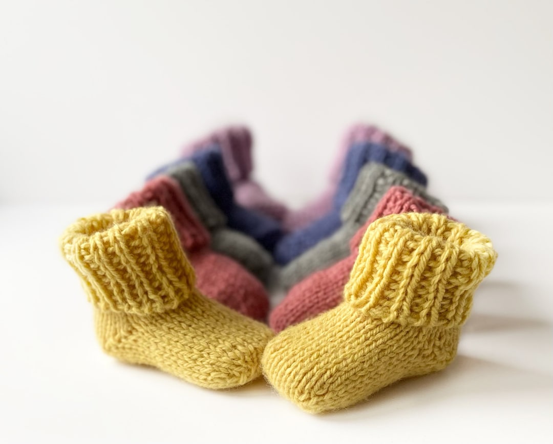Knit Baby Socks Pattern PDF, Seamless Toe up Baby Booties, Easy Knit ...