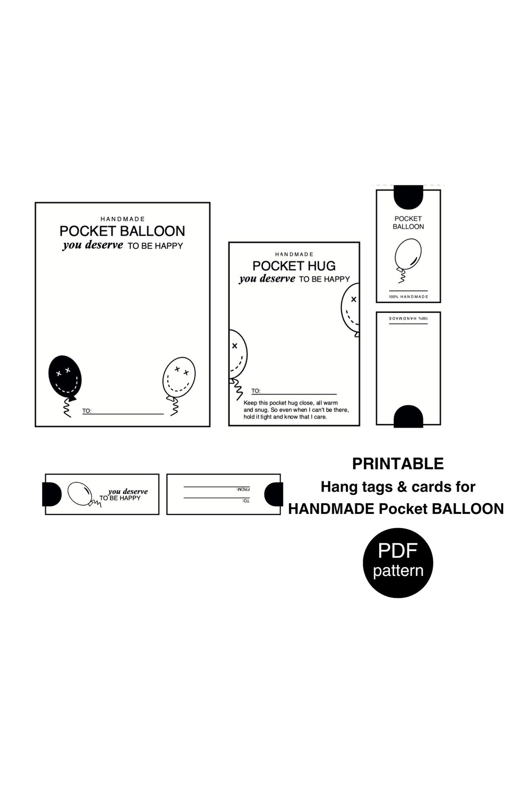 Handmade Balloon Printables and Cute Pocket Hug Cards, Handmade ...