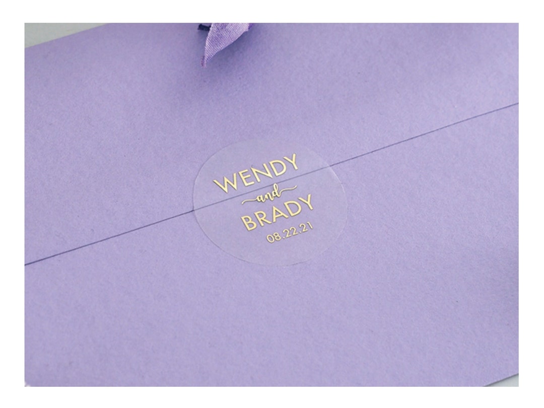 Real Foil Classy Name & Date Seal, Wedding Label, Thank You, Envelope ...