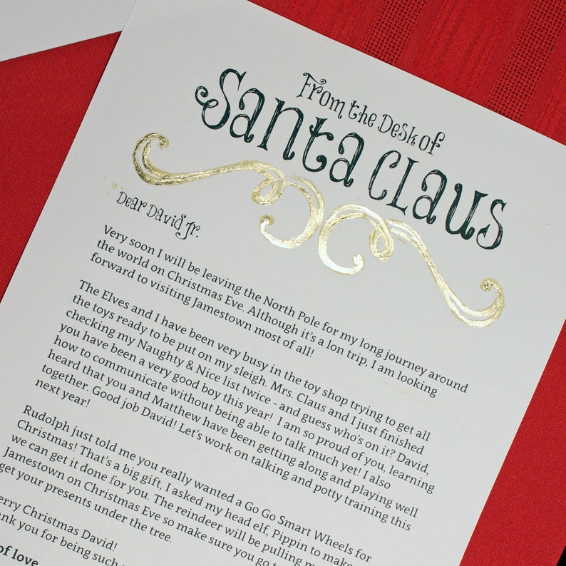 Personalized Santa Letter & Envelope Gold Sleigh - Etsy