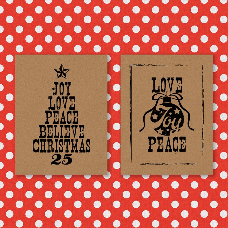 Rustic Christmas Card Duo - Digital Files to Print Yourself - Etsy