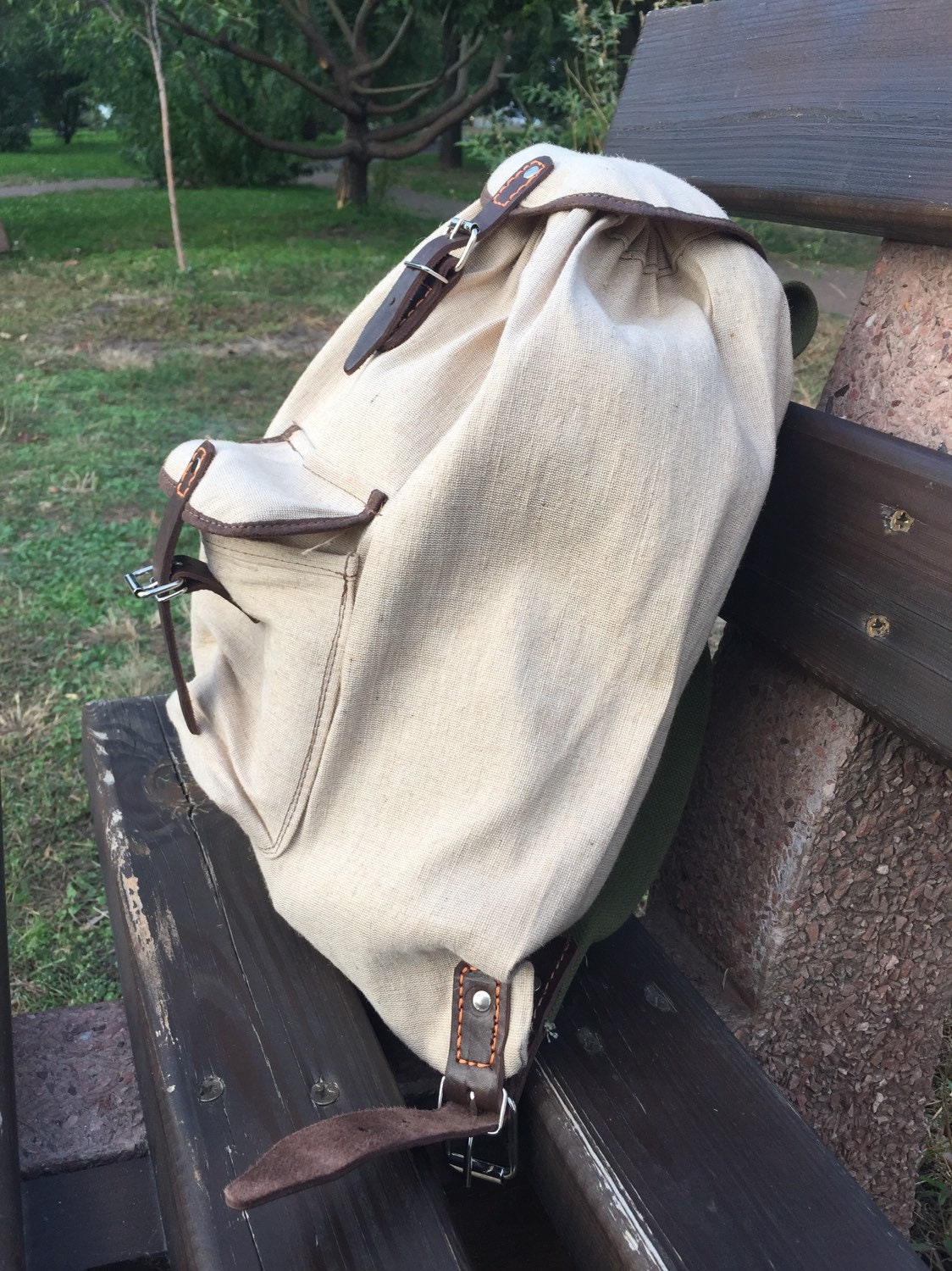 Khaki Vintage Backpack Canvas Soviet Hiking Backpack | Etsy