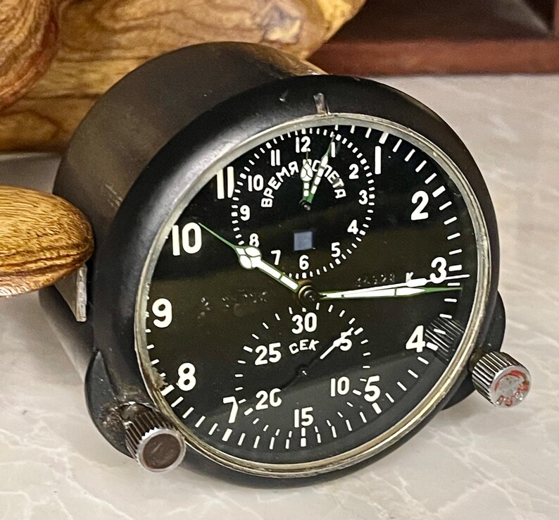 Soviet Military Aircraft Cockpit Clock ACS- 1 Flight Equipment MIG ...