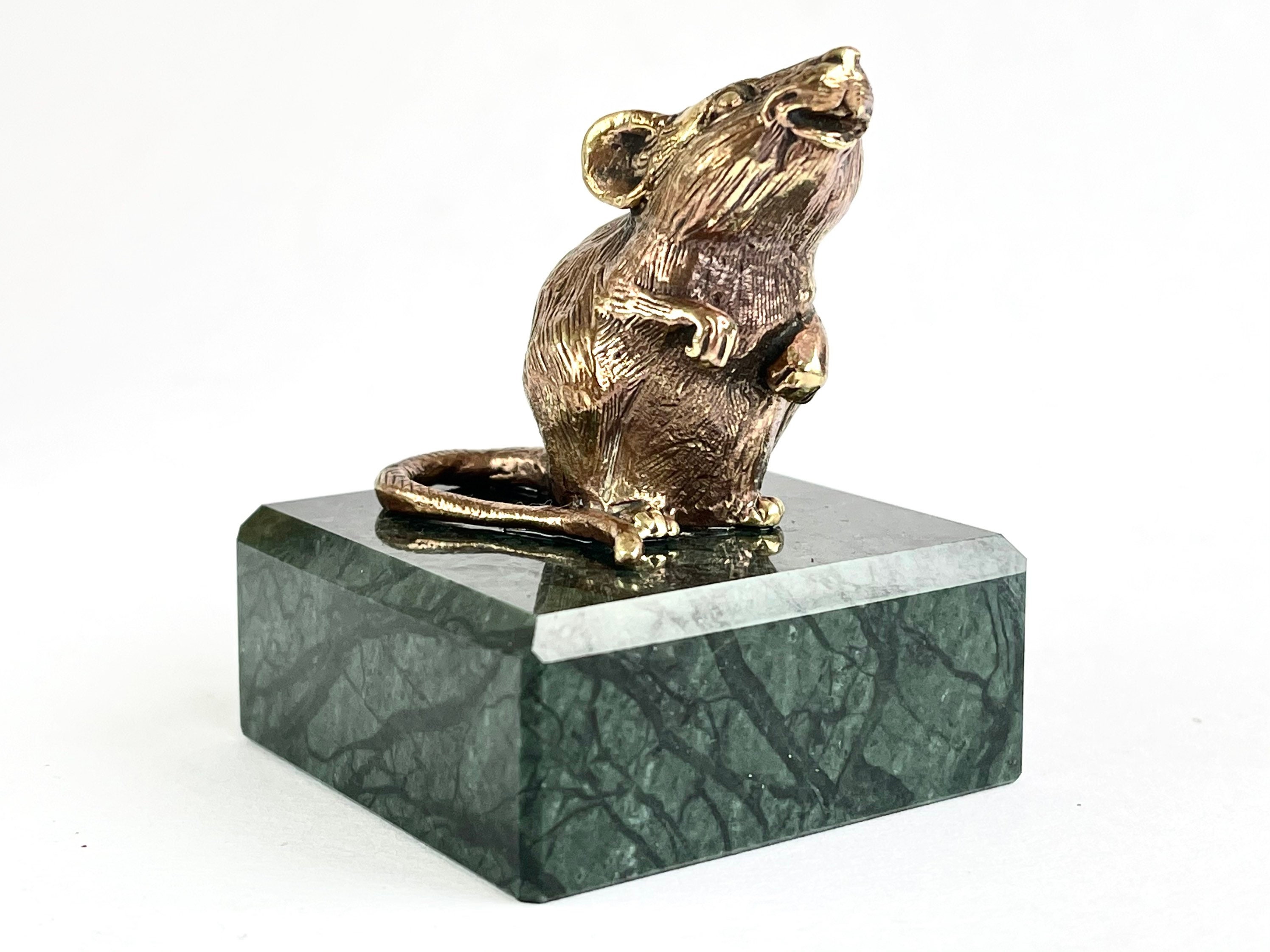 Mouse Bronze figurine Brass Figure Wild Little | Etsy