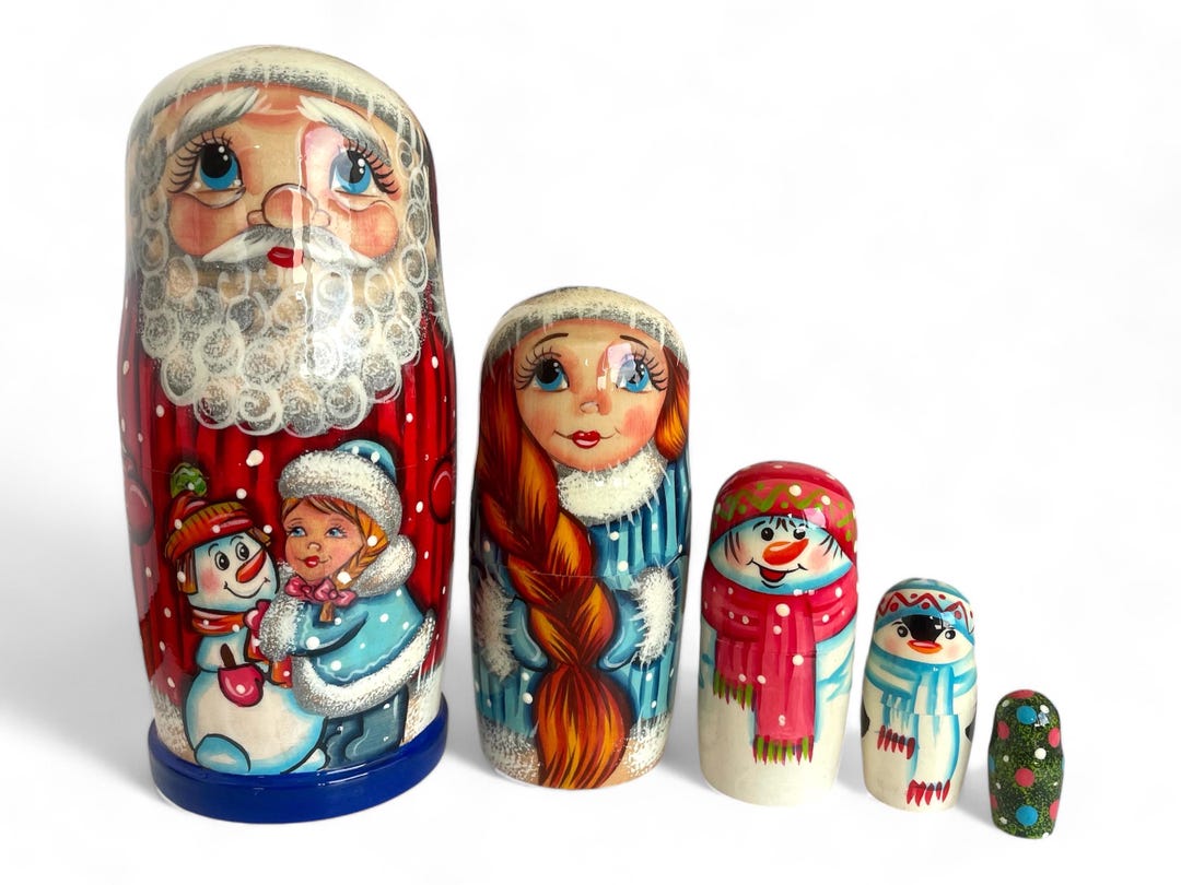 Russian Matryoshka Santa Claus Red Nesting Dolls Father Frost 17.5 Cm 5 ...
