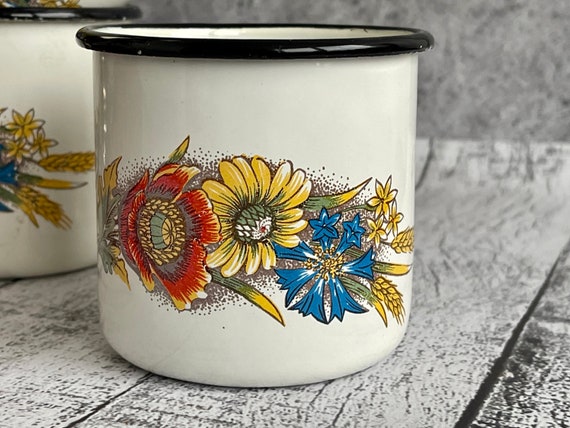 Vintage Soviet Enamel Mug Enamel Mug Camping Kitchen Decor Countryside ...