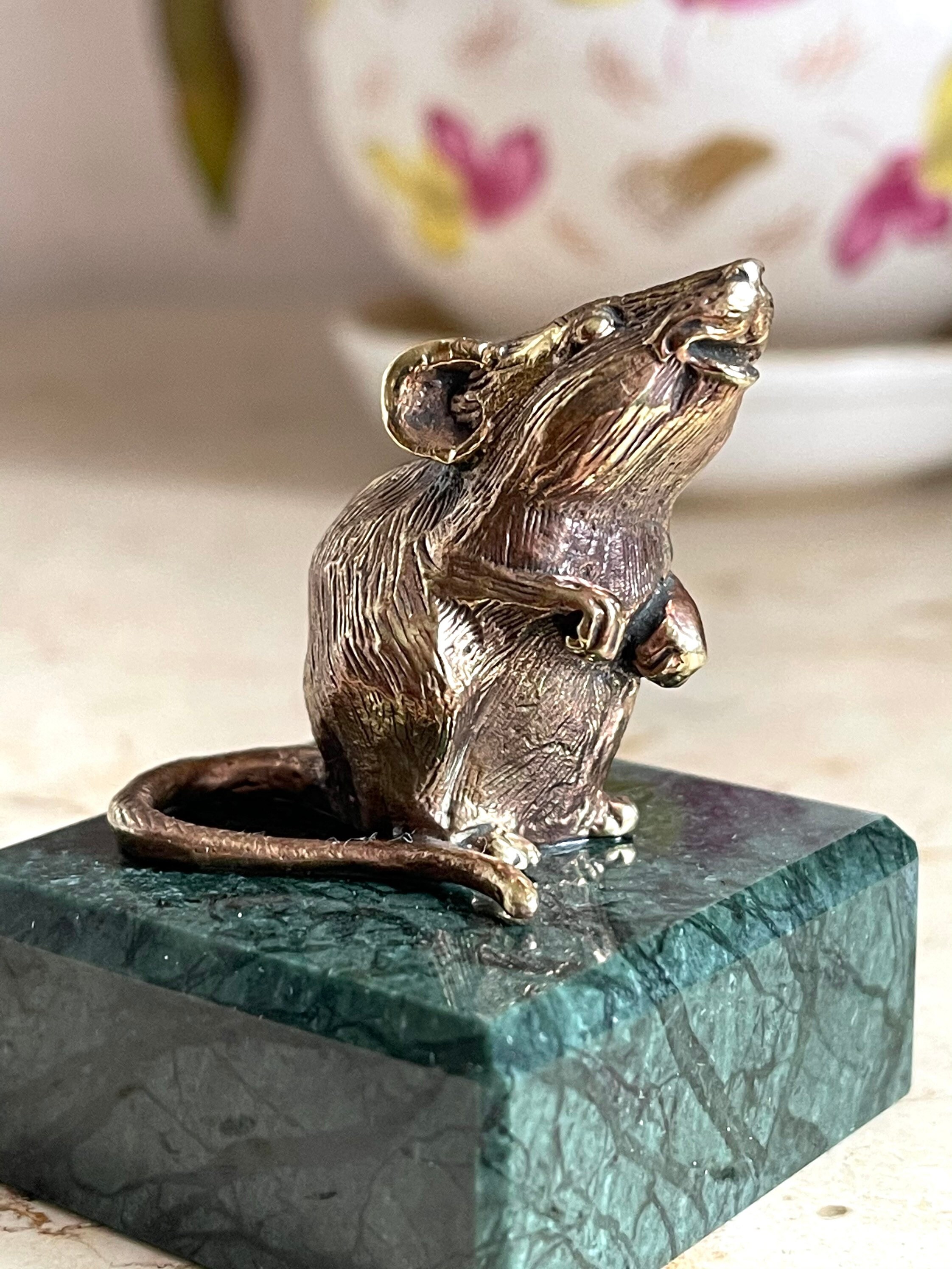 Mouse Bronze figurine Brass Figure Wild Little | Etsy