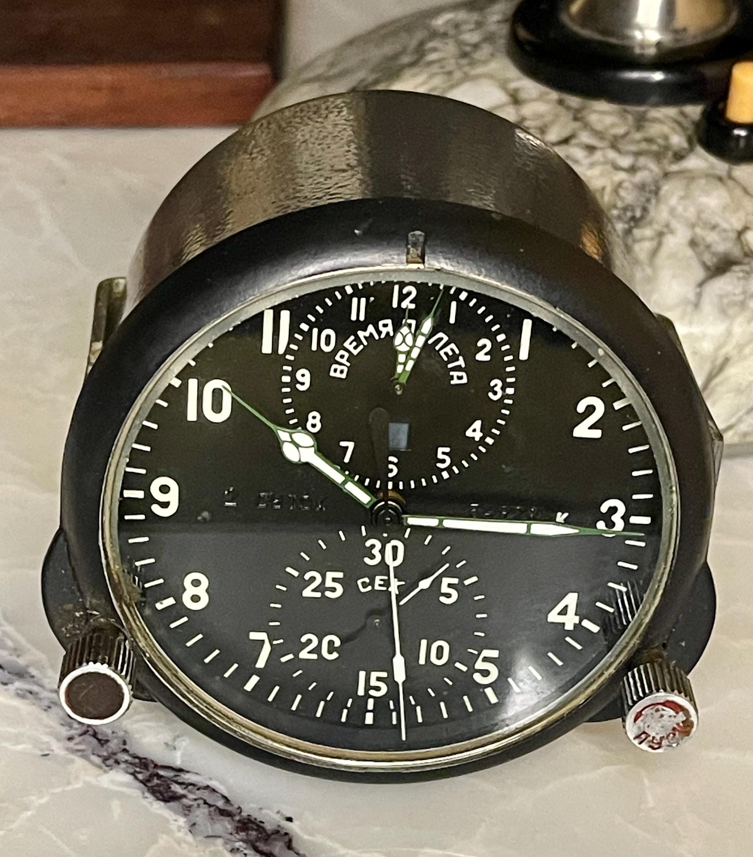 Soviet Military Aircraft Cockpit Clock ACS- 1 Flight Equipment MIG ...
