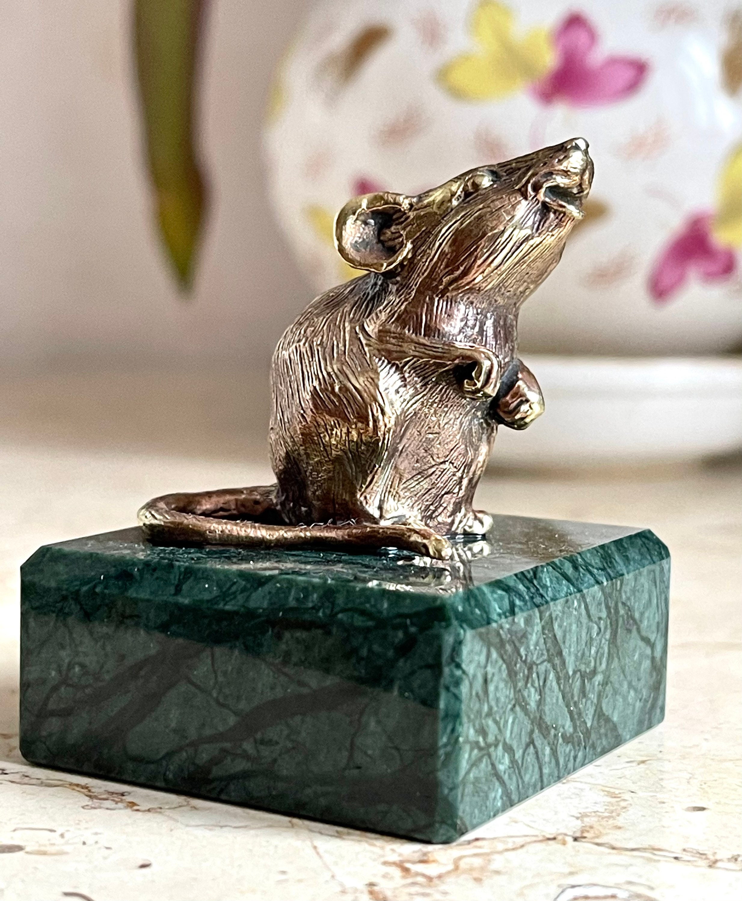 Mouse Bronze figurine Brass Figure Wild Little | Etsy