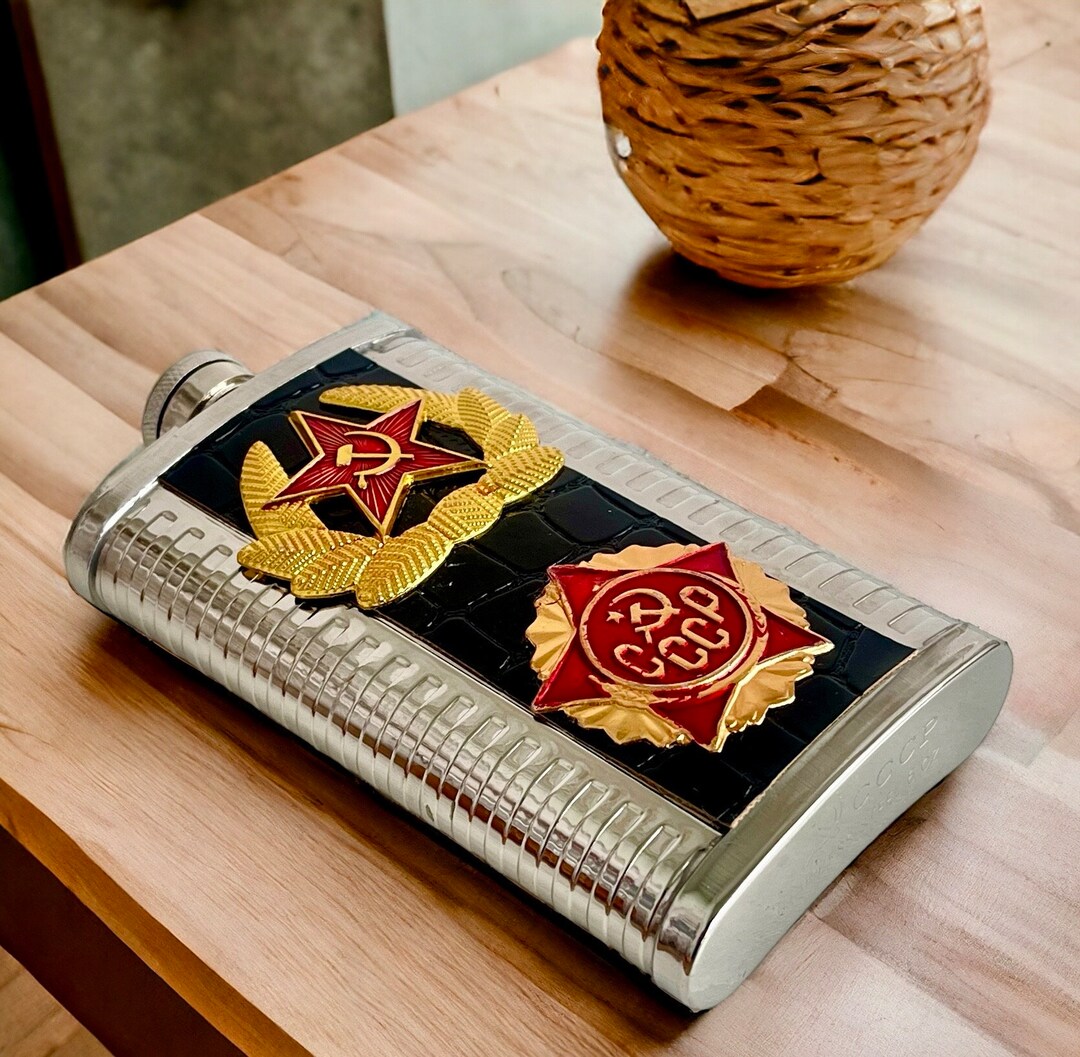 Military Stainless Flask Soviet Soldier Army Red Star Hammer and Sickle ...