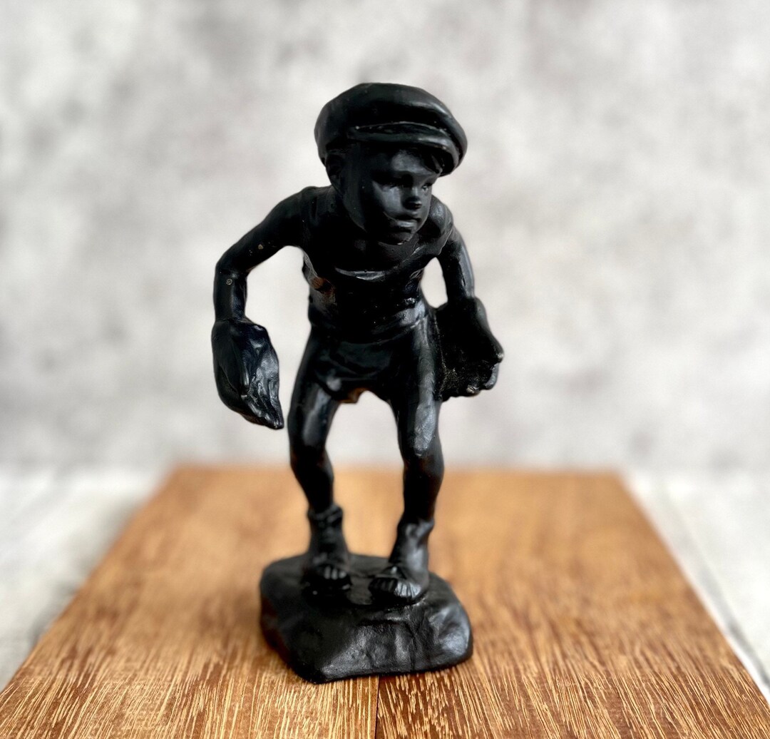 Boy Goalkeeper - Kasli Cast Iron Black Soviet Vintage Figurine, Mid ...