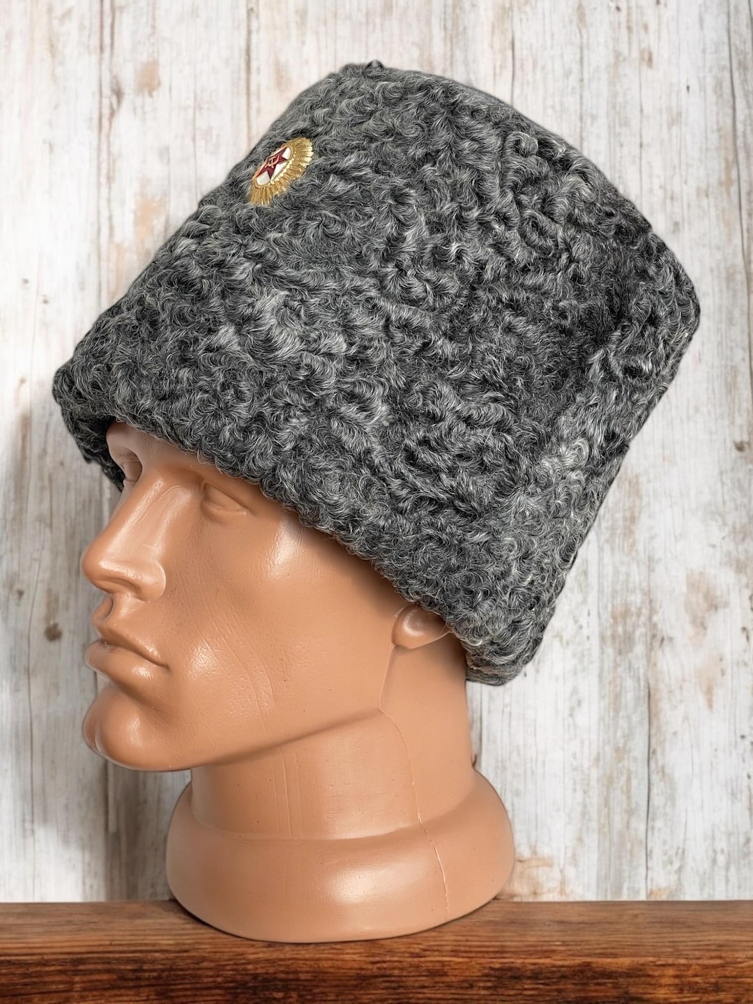 Vintage Soviet Army General's Papakha - Military Hat , Sheepskin Fur ...