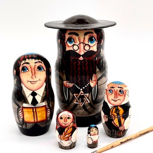 Jewish Family Jews Nesting Doll, 5 Pcs, 13 Cm , Hand Painted ...