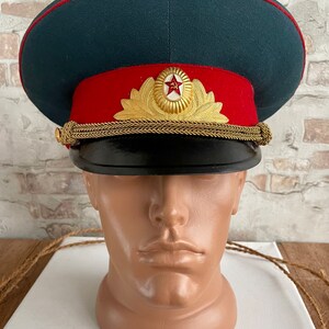 New Soviet Vintage Military Visor Cap - Size 57 Commander Hat Red Army ...