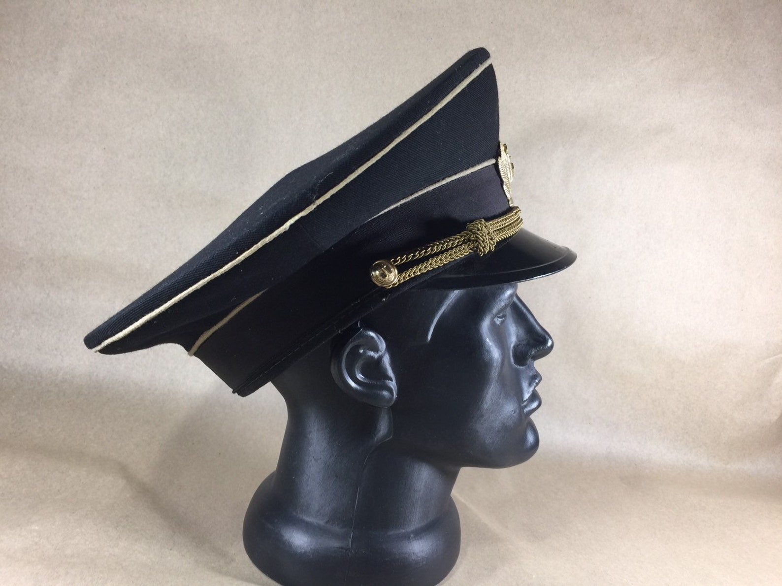 New Soviet Navy Visor Cap Black Woolen High Ranked Officer Hat Size 55 ...