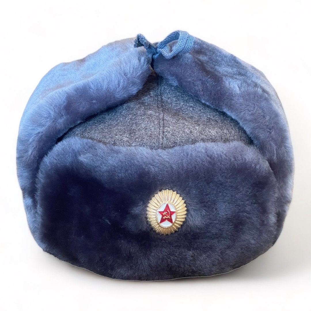 1992 Vintage Soviet Military Hat Red Army Sheepskin Fur High Rank ...