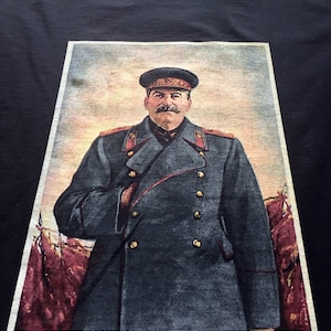 Stalin T-shirt- STALIN Joseph ,soviet Poster, Propaganda ,black T-shirt ...