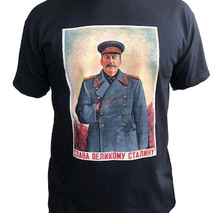 Stalin T-shirt- STALIN Joseph ,soviet Poster, Propaganda ,black T-shirt ...