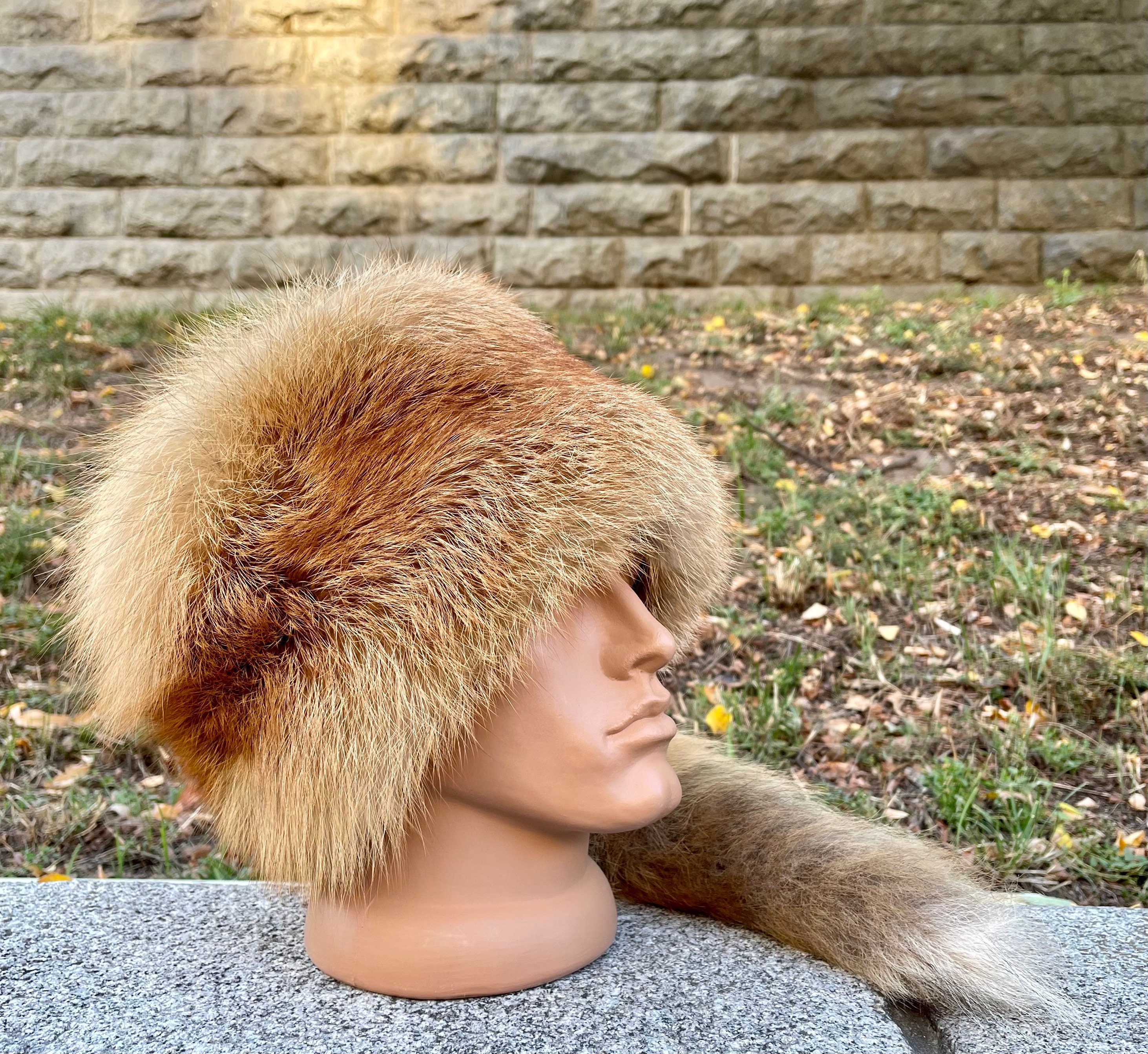 Red fox fur hat store